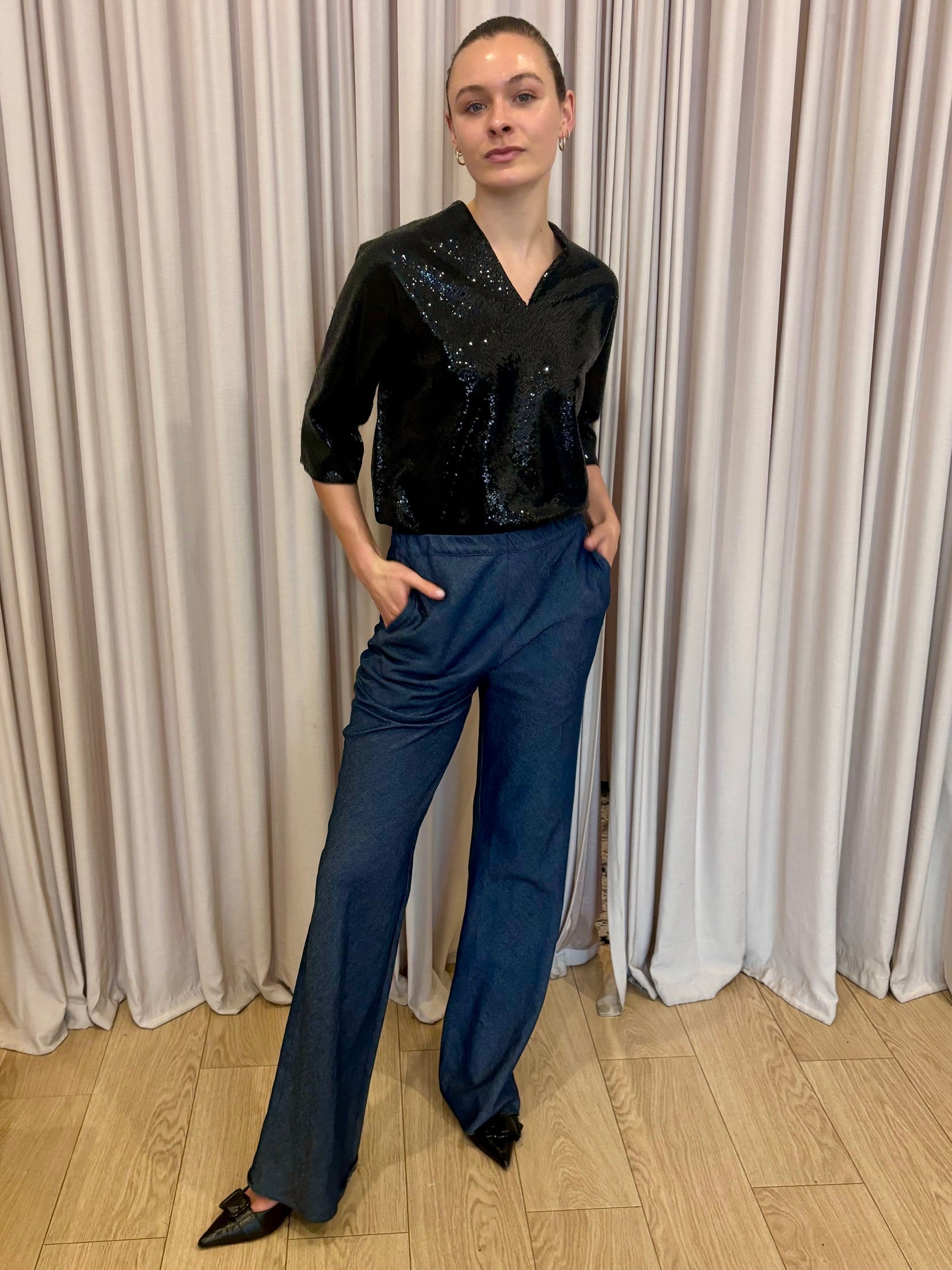 Washed Denim Bias Cut Pants – Baz Inc